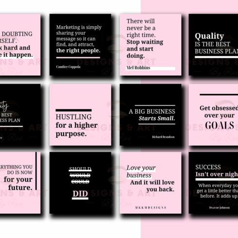 100 Pink And Black IG Post Quotes | Master Bundles