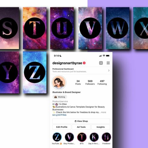 Alphabet Galaxy Instagram Highlights | MasterBundles