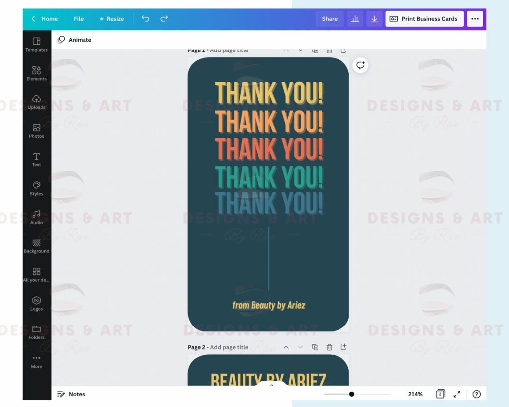 Modern Vertical Thank You Cards – MasterBundles