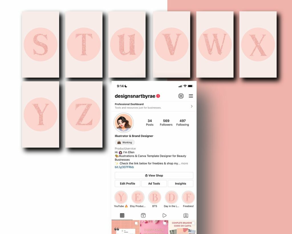 Pink Glitter Alphabet IG Highlights – MasterBundles