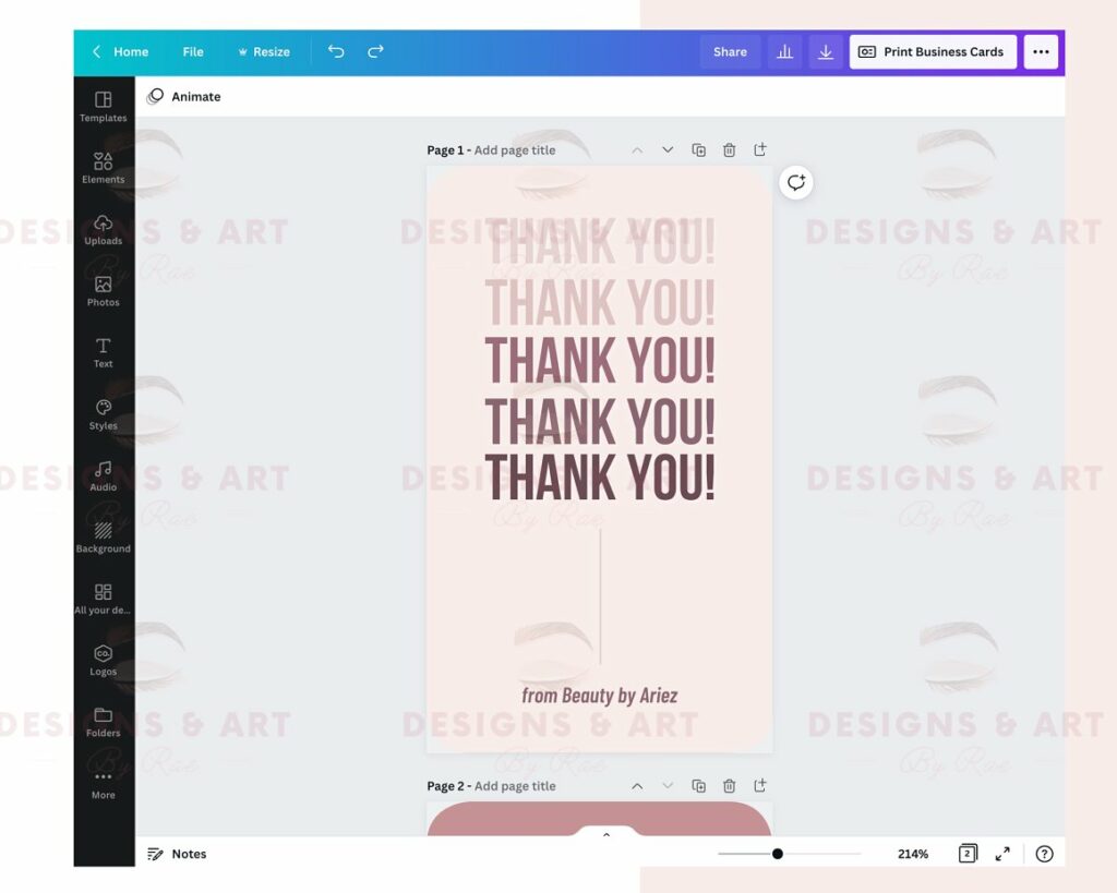 Vertical Feminine Thank You Cards – MasterBundles