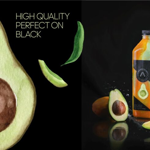 Watercolor Avocado Clipart, Bundle, Vegan Healthy Food Art | Master Bundles