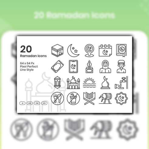 20 Aesthetic Ramadan Line Art Icons – MasterBundles