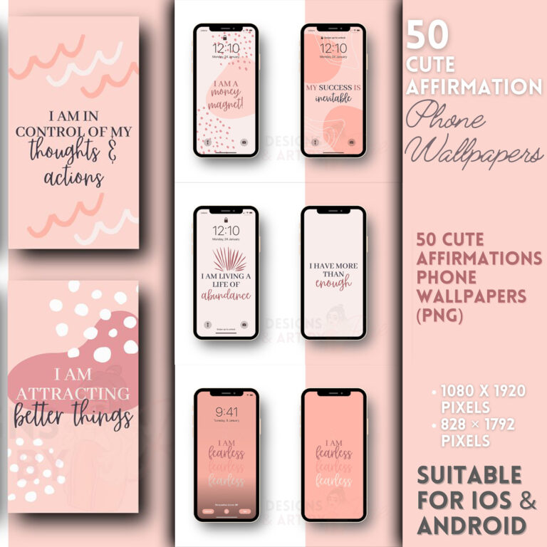 Cute Affirmations Phone Wallpaper – MasterBundles