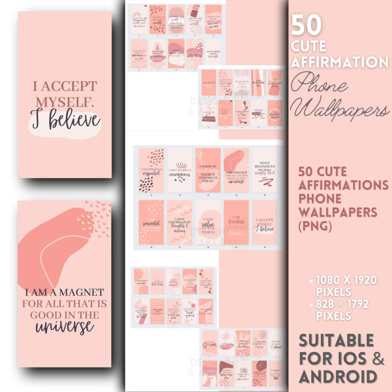 Cute Affirmations Phone Wallpaper – MasterBundles