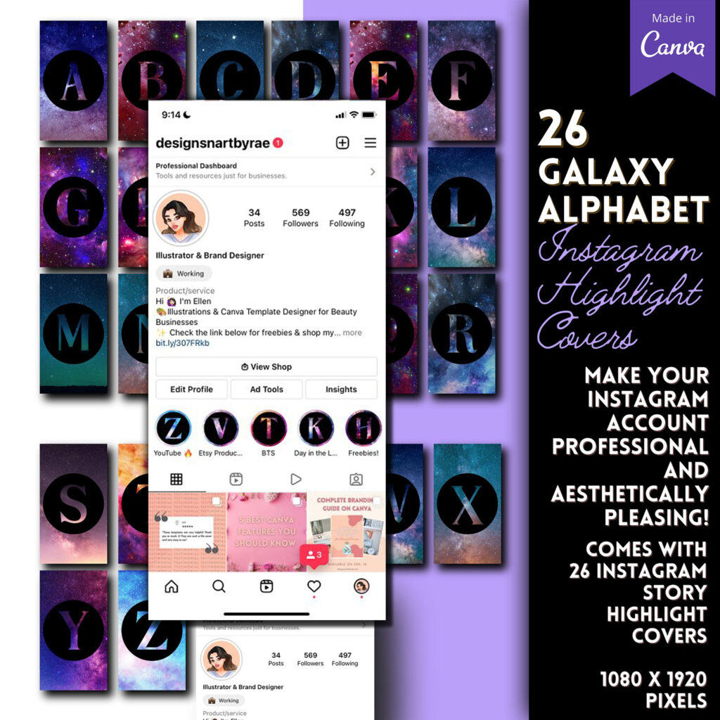 Alphabet Galaxy Instagram Highlights – MasterBundles