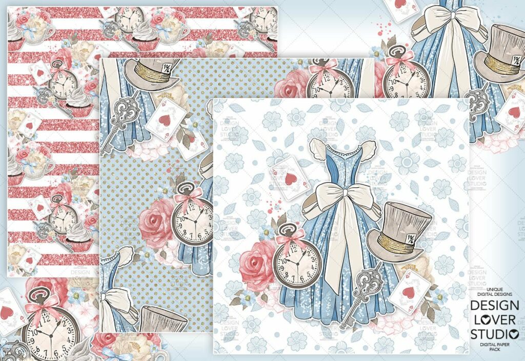 Alice In Wonderland Digital Paper – MasterBundles