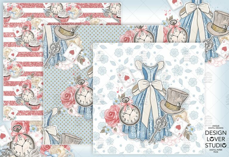Alice In Wonderland Digital Paper – MasterBundles