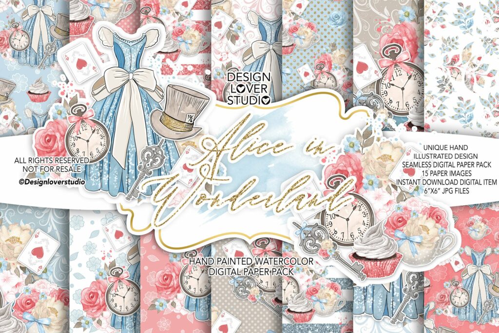 Alice In Wonderland Digital Paper – MasterBundles
