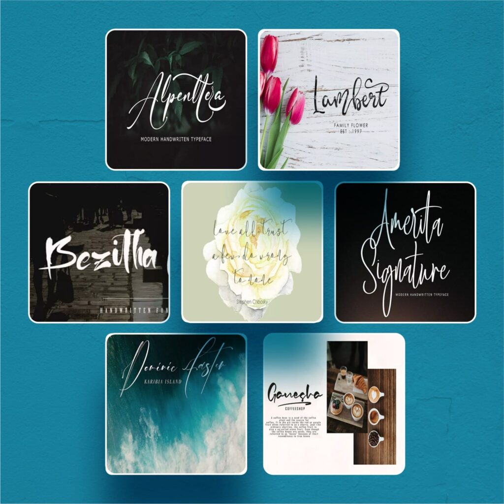 7 Signature Script Fonts Bundle – MasterBundles