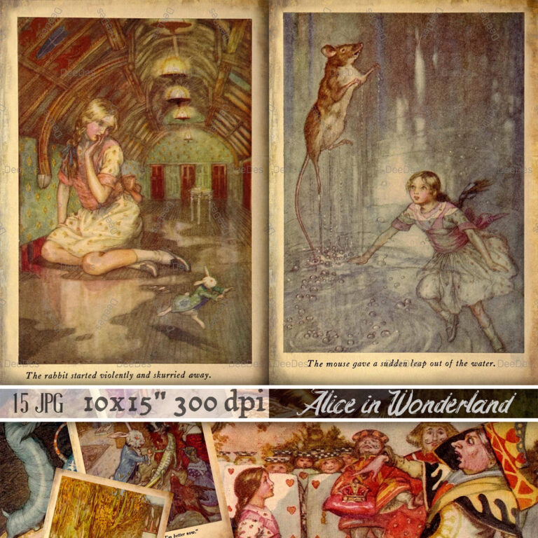 ALICE In Wonderland Clip Art. 15 Digital Paper Pack. – MasterBundles