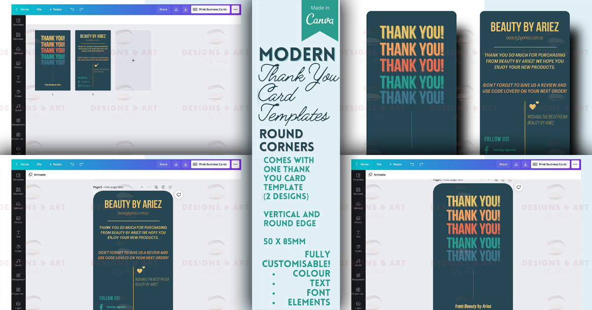Modern Vertical Thank You Cards – MasterBundles
