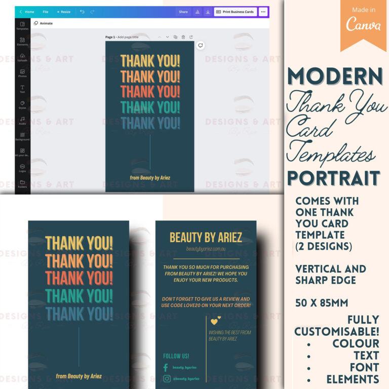 Modern Portrait Thank You Cards – MasterBundles