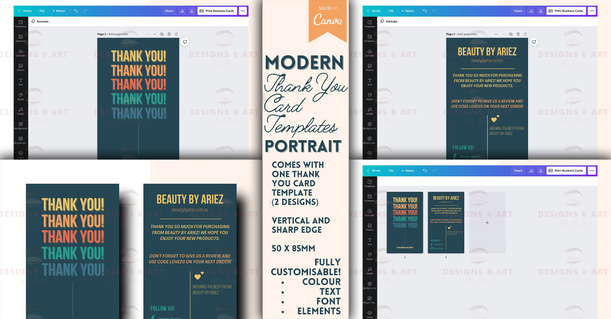 Modern Portrait Thank You Cards – MasterBundles