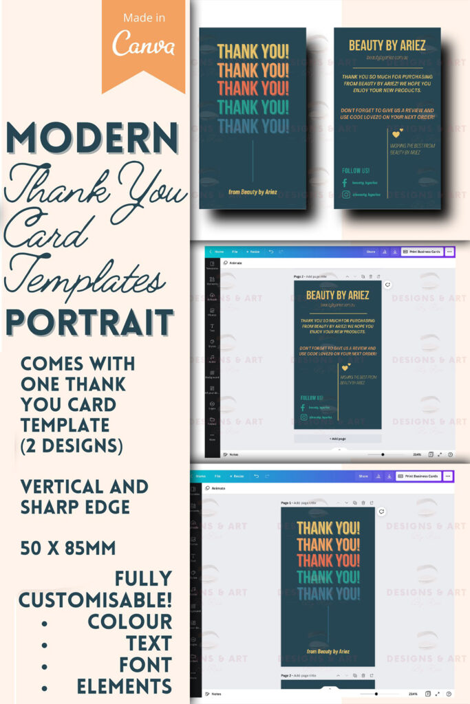 Modern Portrait Thank You Cards – MasterBundles