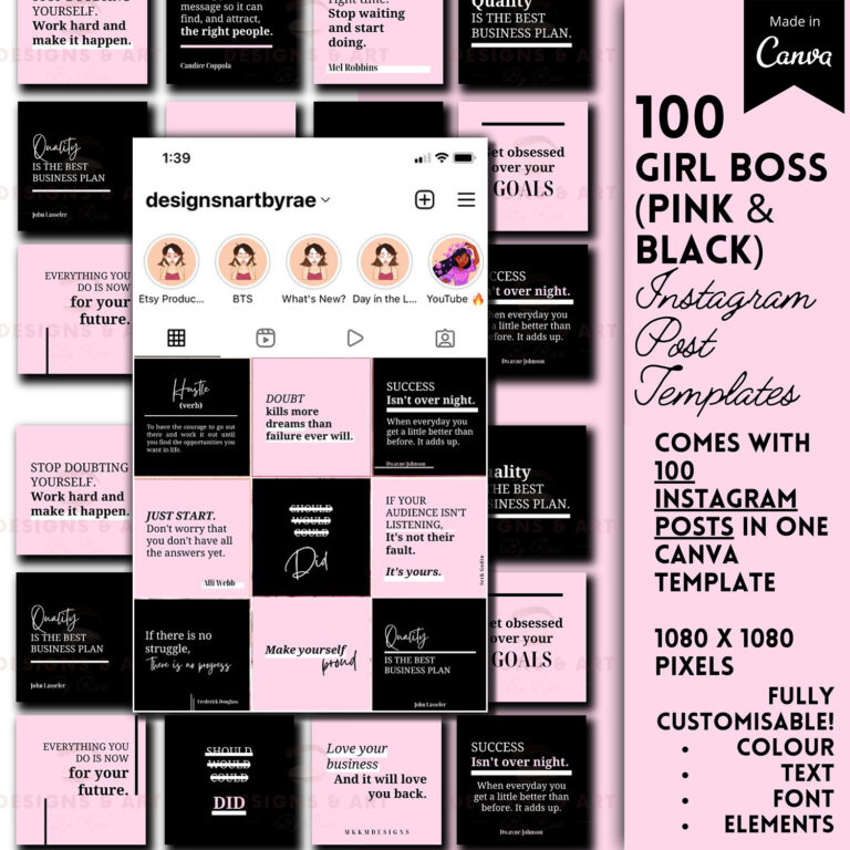 100 Pink And Black IG Post Quotes – MasterBundles