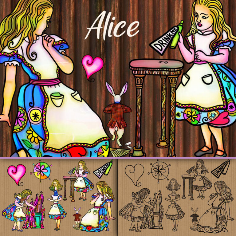 Alice In Wonderland Clipart Set – MasterBundles