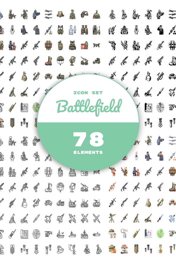78 Battlefield Icon Set – MasterBundles