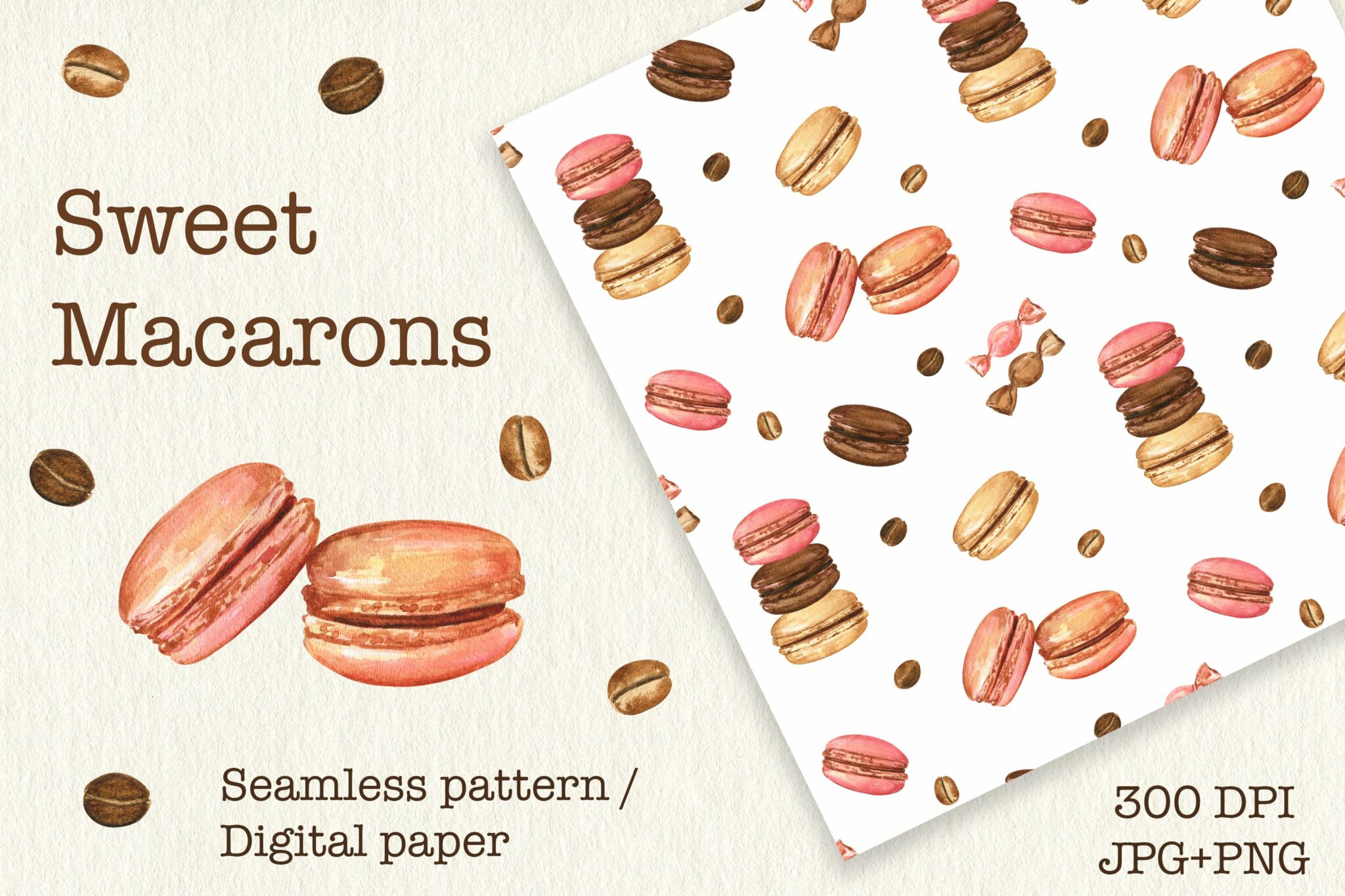 Sweet Macarons Seamless Pattern Digital Paper, JPG, PNG – MasterBundles