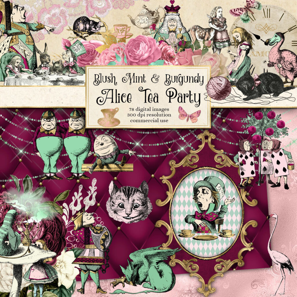 Purple And Gold Alice In Wonderland Graphics | Master Bundles