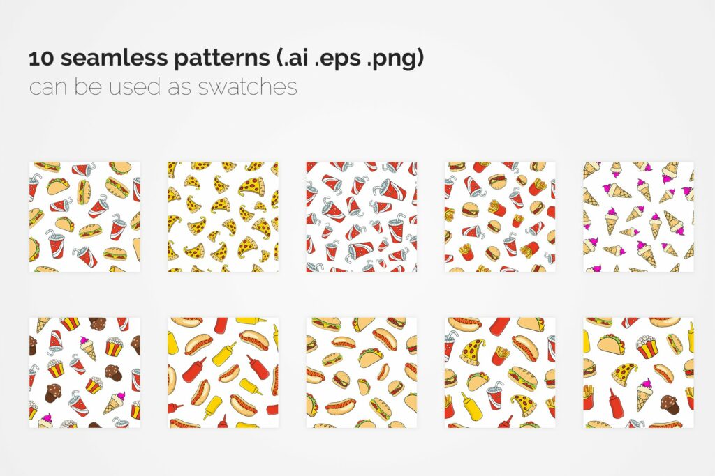 Fast Food Seamless Patterns – MasterBundles
