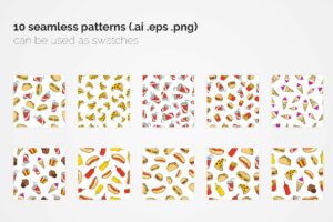 Fast Food Seamless Patterns | Master Bundles