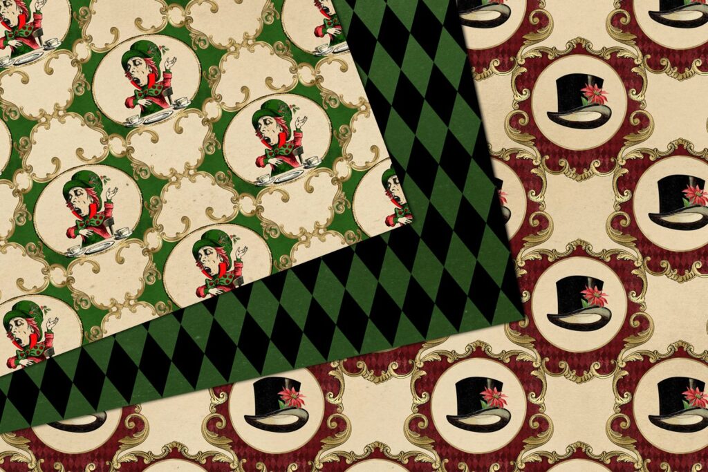 Christmas Alice In Wonderland Digital Paper – MasterBundles