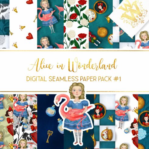 Alice In Wonderland Digital Paper Pack, Chess Board Roses | Master Bundles
