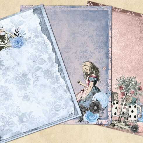 Dusty Blue and Blush Pink Alice In Wonderland Journal Paper | Master ...