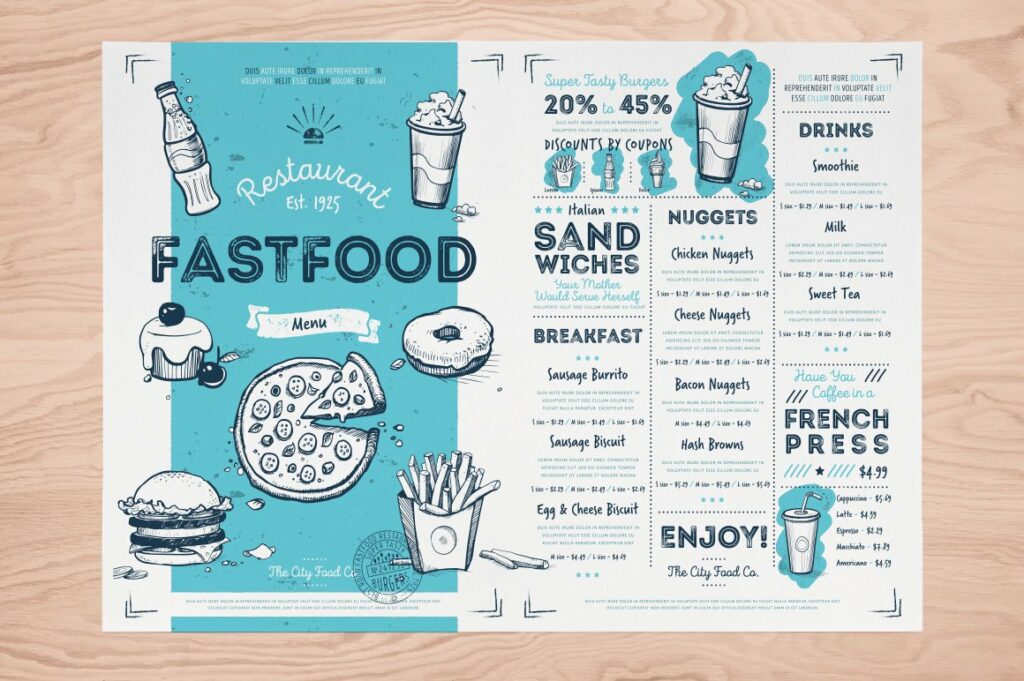 Fast Food Hand Draw Illustration Set – MasterBundles