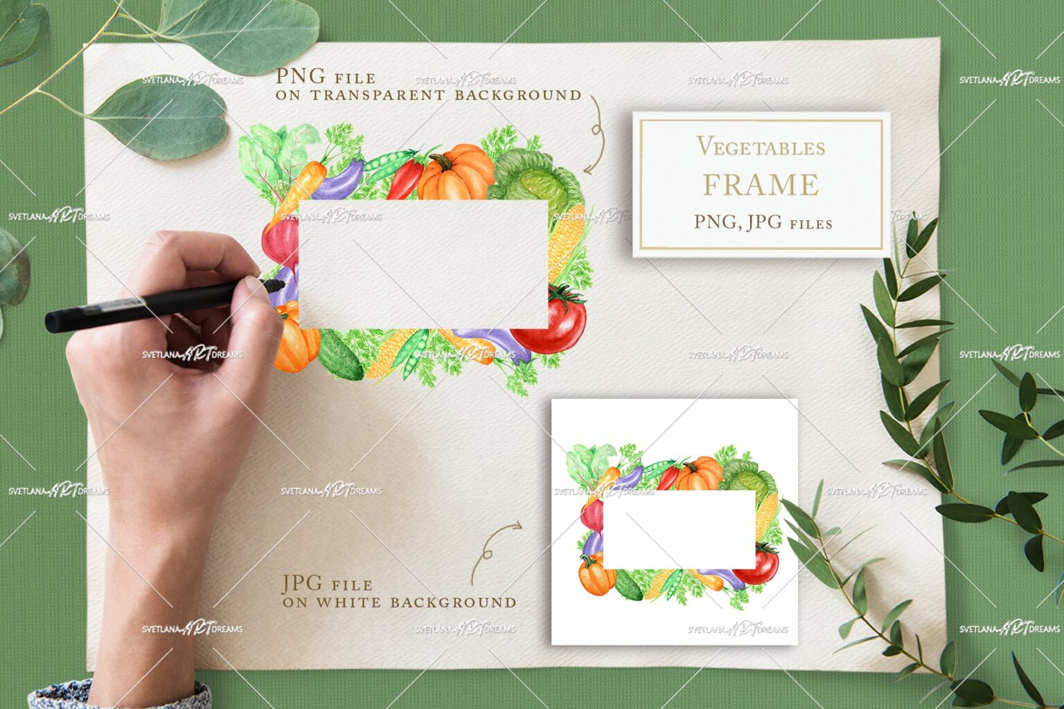 Vegetables Watercolor Clipart & Pattern - Healthy Vegan Food | Master ...