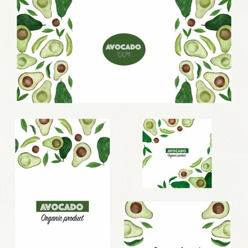 Watercolor Avocado Clipart, Bundle, Vegan Healthy Food Art | Master Bundles