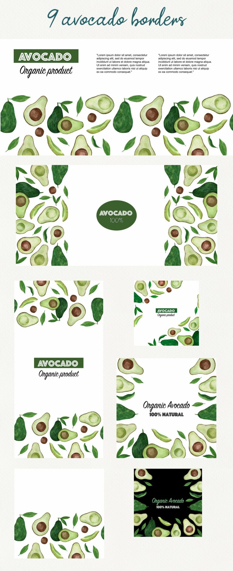 Watercolor Avocado Clipart, Bundle, Vegan Healthy Food Art – MasterBundles