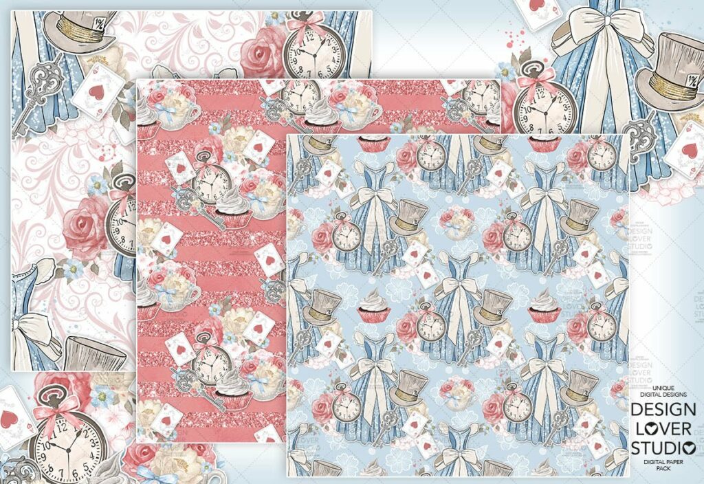 Alice In Wonderland Digital Paper – MasterBundles