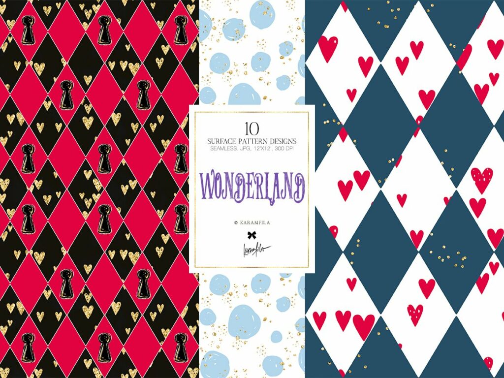Alice In Wonderland Basic Patterns – MasterBundles
