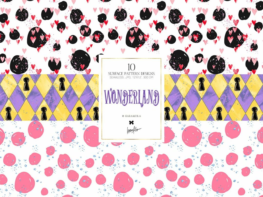 Alice In Wonderland Basic Patterns – MasterBundles