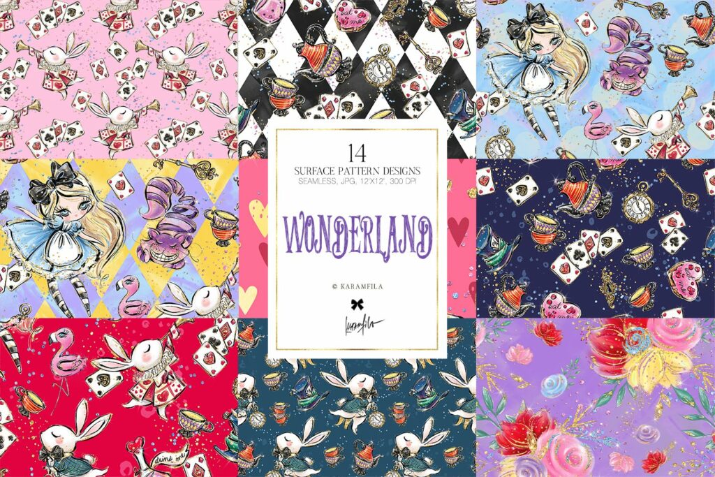 Alice In Wonderland Patterns – MasterBundles
