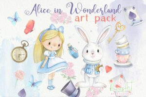 Alice In Wonderland PNG Clipart. Watercolor Alice Art Bundle ...