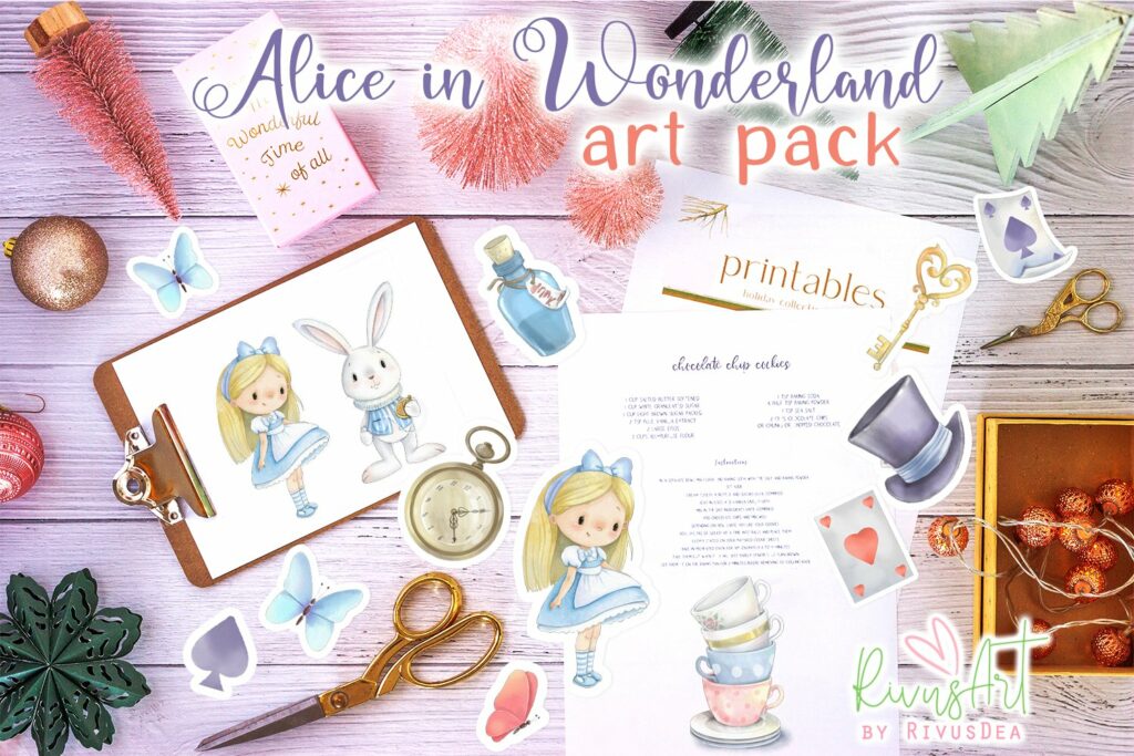 Alice In Wonderland PNG Clipart. Watercolor Alice Art Bundle ...