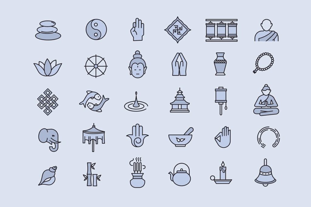 30 Buddhism Icons – MasterBundles
