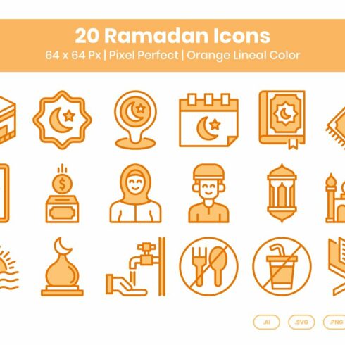 20 Ramadan - Lineal Color | Master Bundles