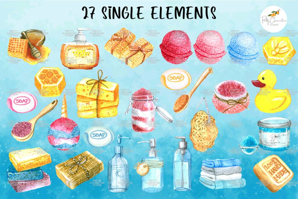 Watercolor Bath Products Clipart | Watercolor Handmade Soaps ...