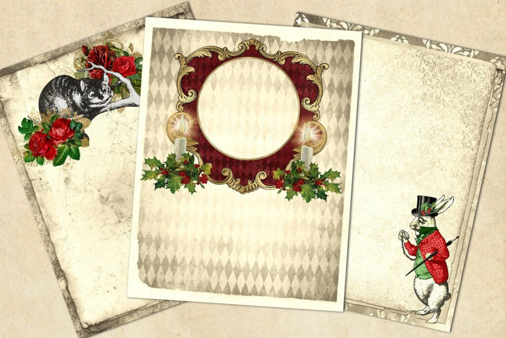 Christmas Alice In Wonderland Journal Paper – MasterBundles