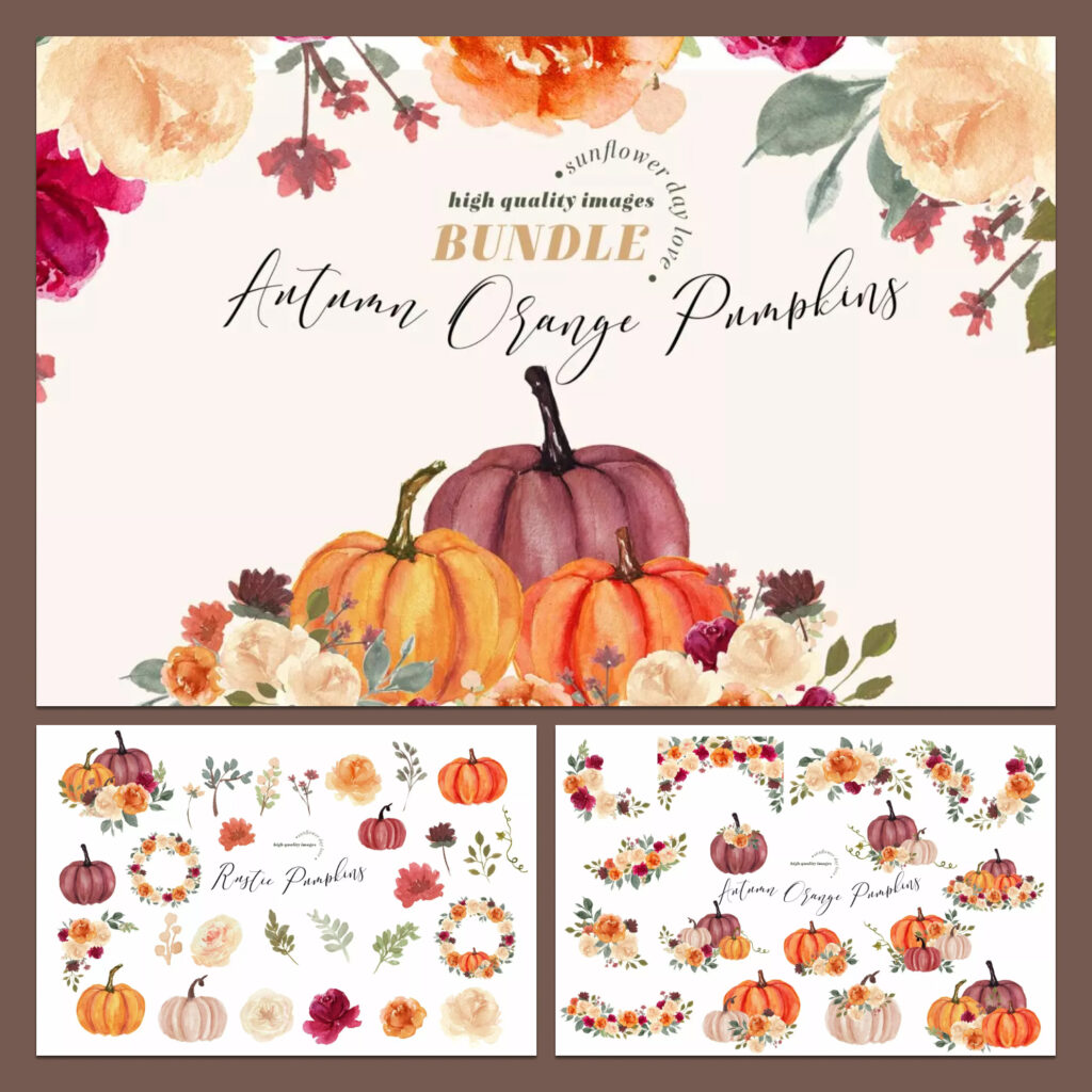 Burnt Orange Pumpkin Bundle Clipart – MasterBundles