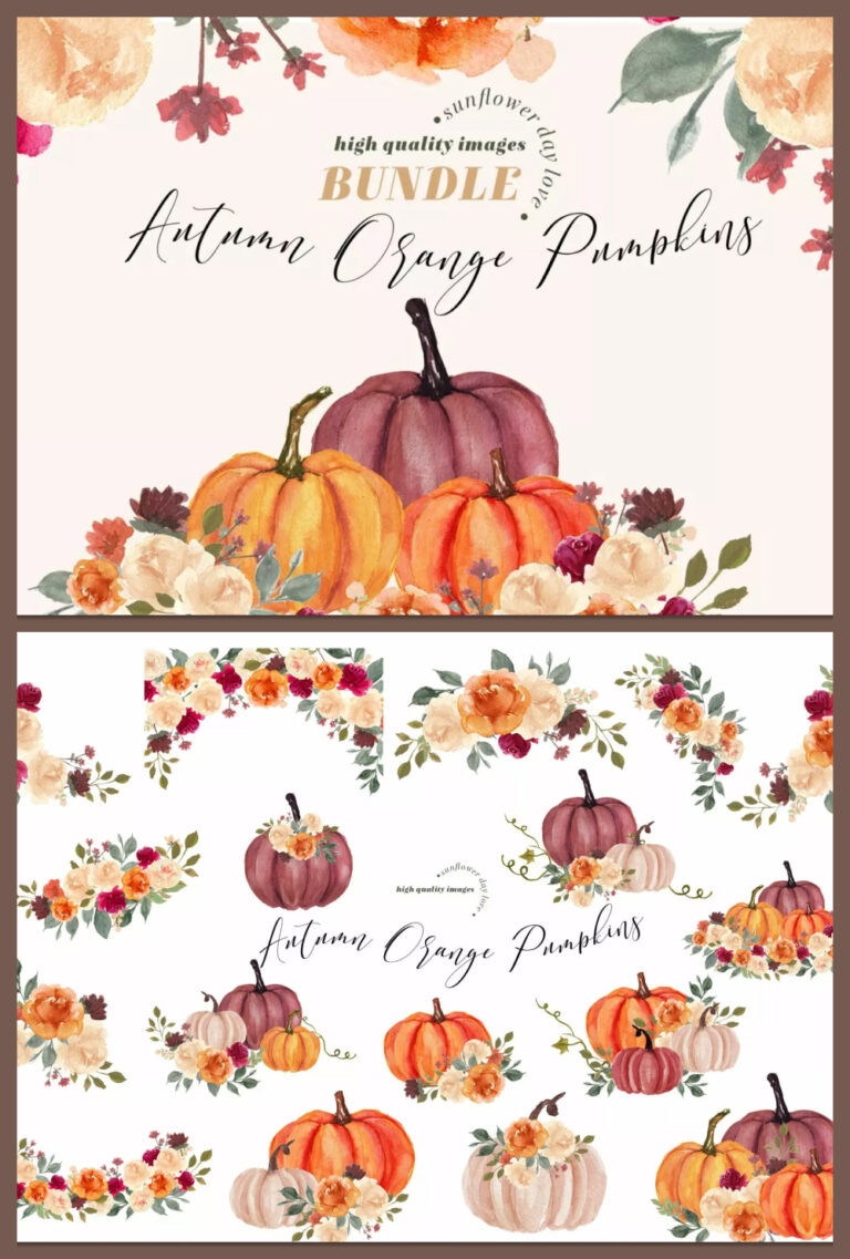 Burnt Orange Pumpkin Bundle Clipart – MasterBundles
