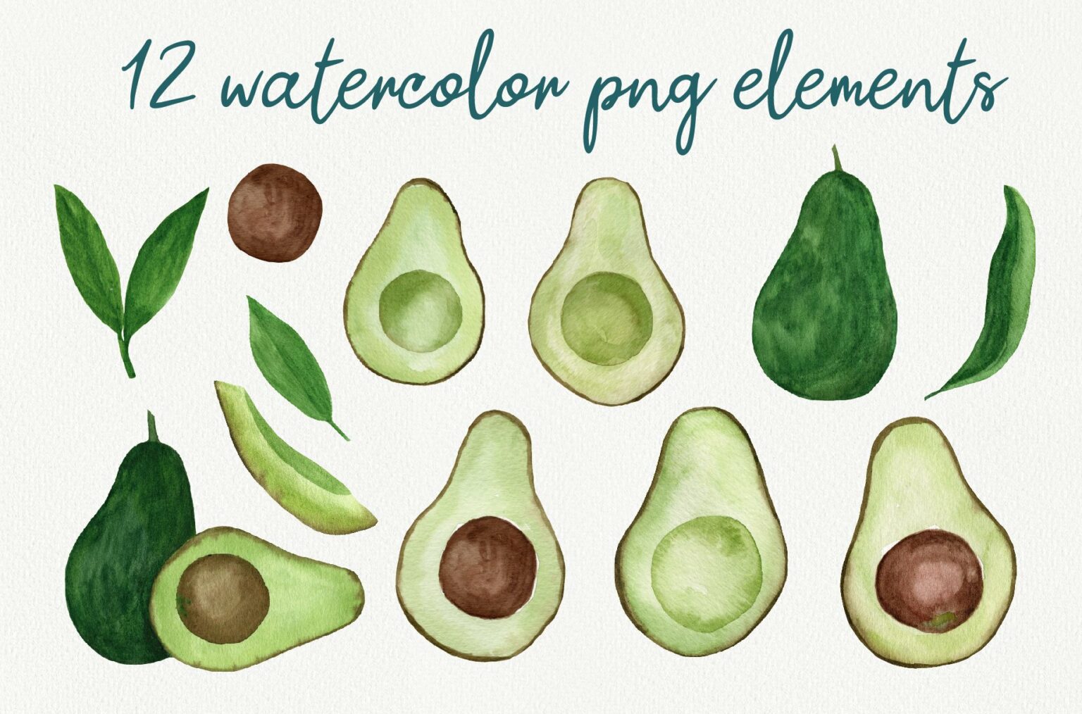 Watercolor Avocado Clipart, Bundle, Vegan Healthy Food Art – MasterBundles