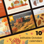 10 Free Editable October Calendars – MasterBundles