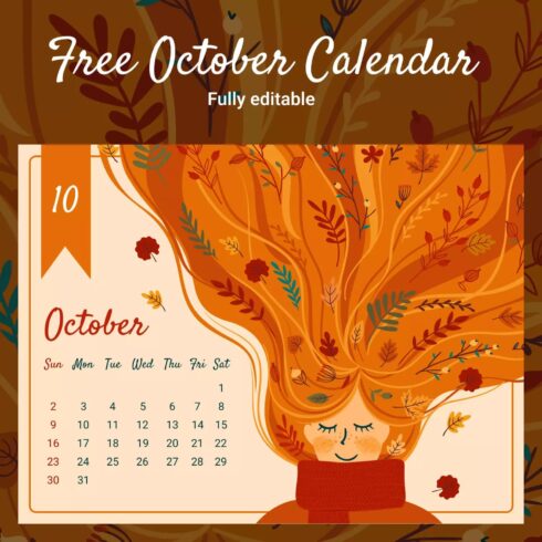 10 Free Editable October Calendars – MasterBundles