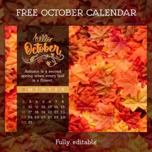 10 Free Editable October Calendars – MasterBundles