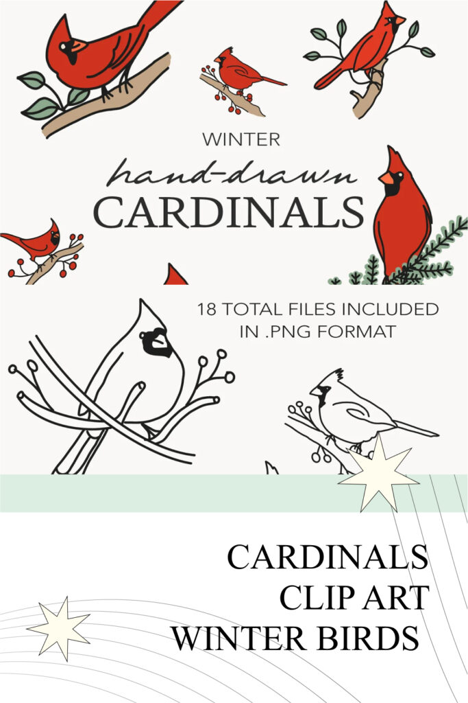 Cardinals Clip Art Winter Birds – MasterBundles